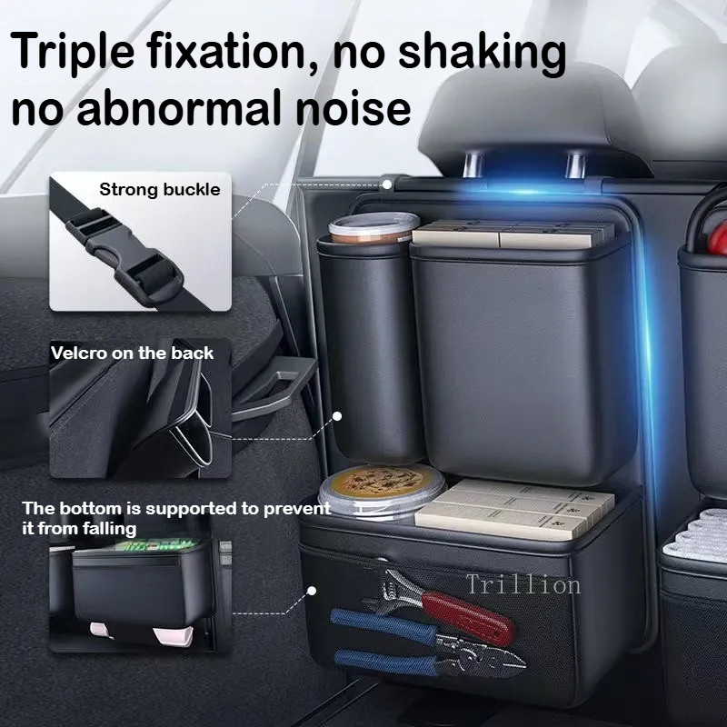 High-Capacity Car Trunk Storage Bag Leatherette Seat Back Organizer Bag ...