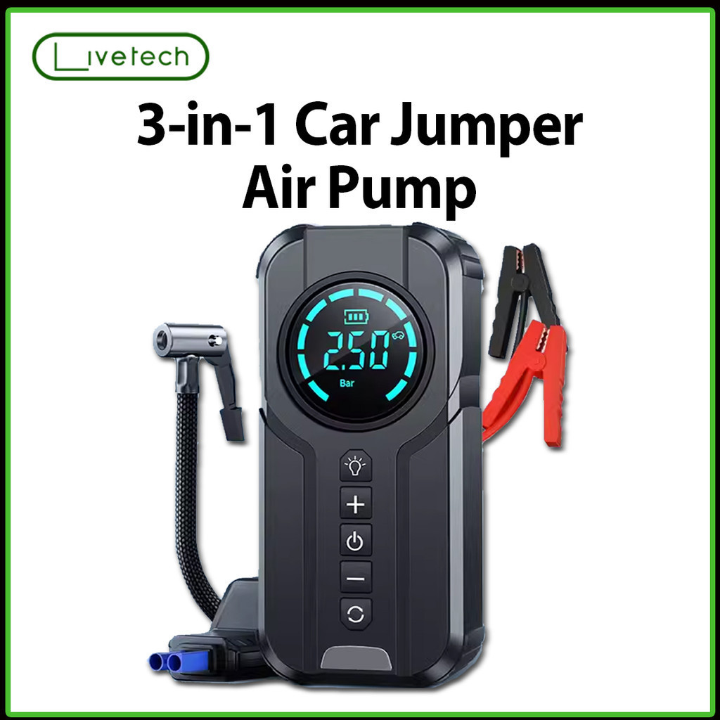 LiveTech 10800mAh 12V Car Jumper Starter Air Pump Power Bank Lighting ...