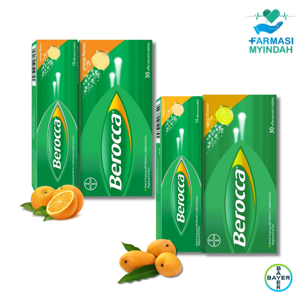 Berocca Effervescent Vit B + Vit C + Calcium (Orange/Mango Flavoured ...