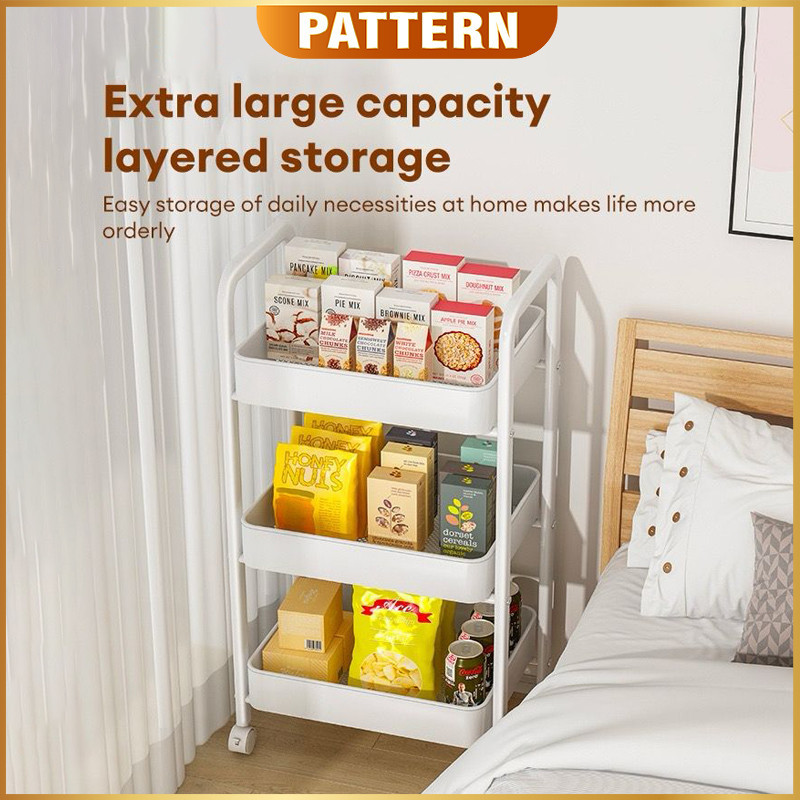 PATTERN 100% Full Steel Metal Trolley | 3 Tier Trolley Multifunction ...