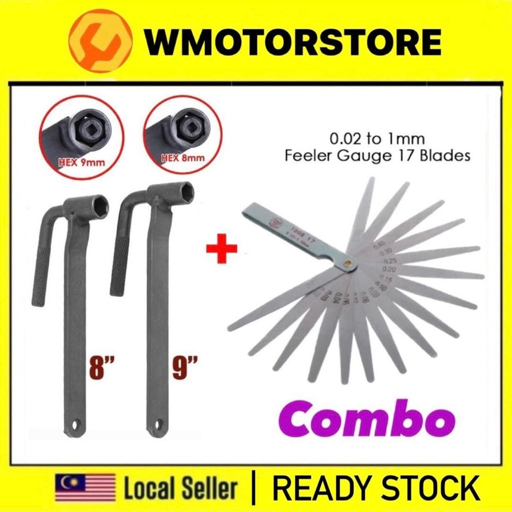 FEELER GAUGE + Valve Tappet Adjuster 8mm 9mm Motor Tappet Adjustment ...