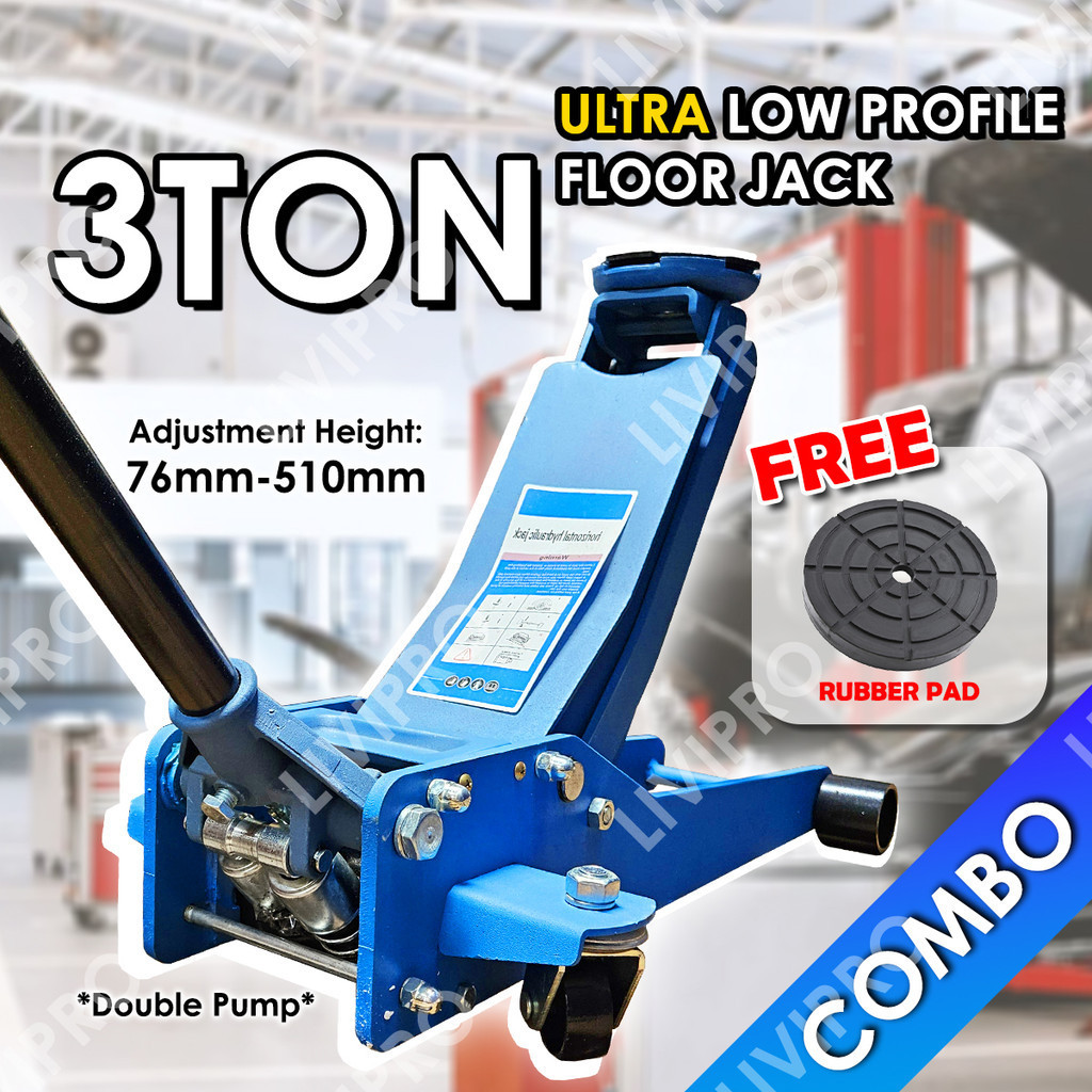 3 Ton Ultra Low Profile Garage Jack Heavy Duty Floor Jack Hydraulic ...