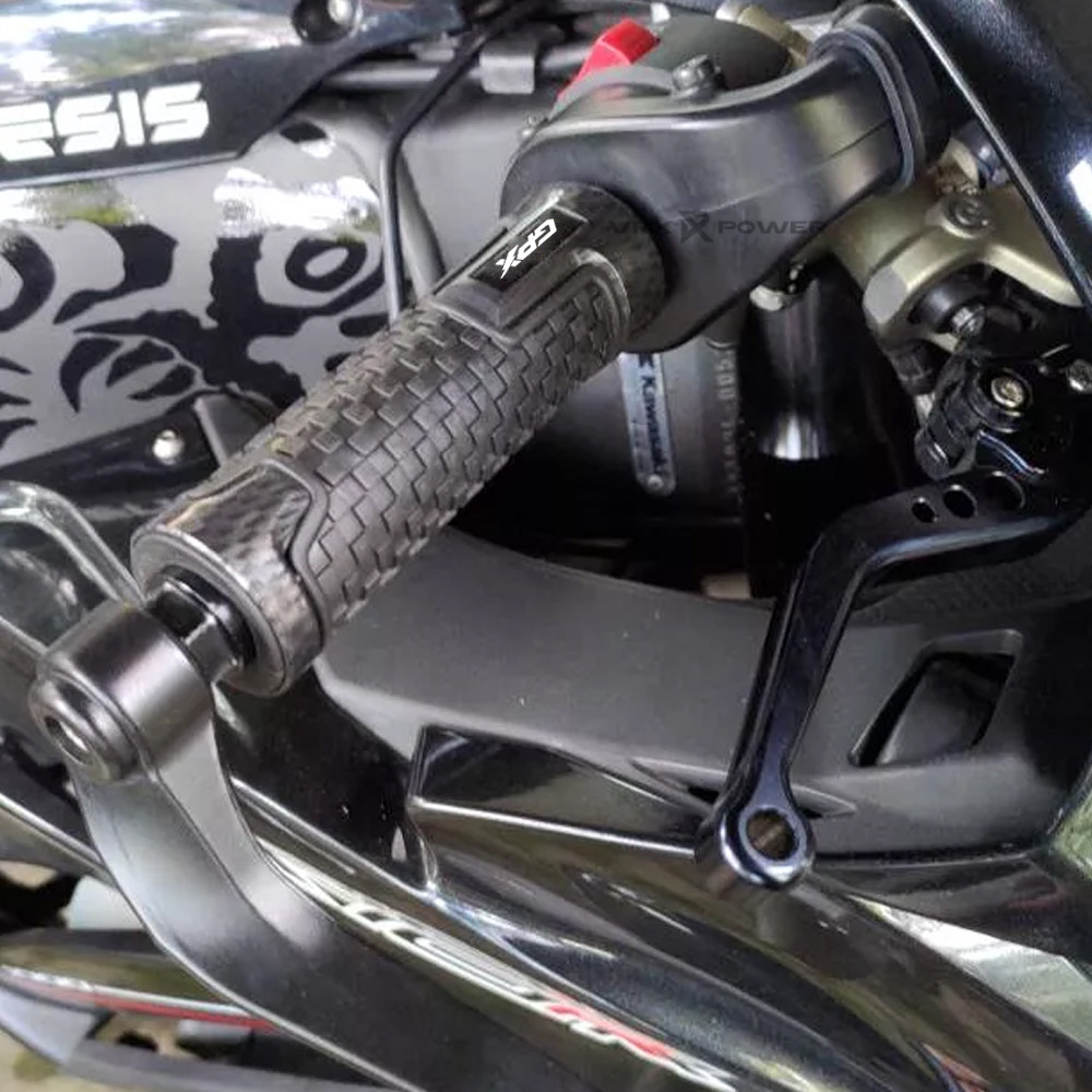 Motorcycle 7/8" 22mm Handlebar Grips Carbon Fiber Pattern Rubber Gel ...