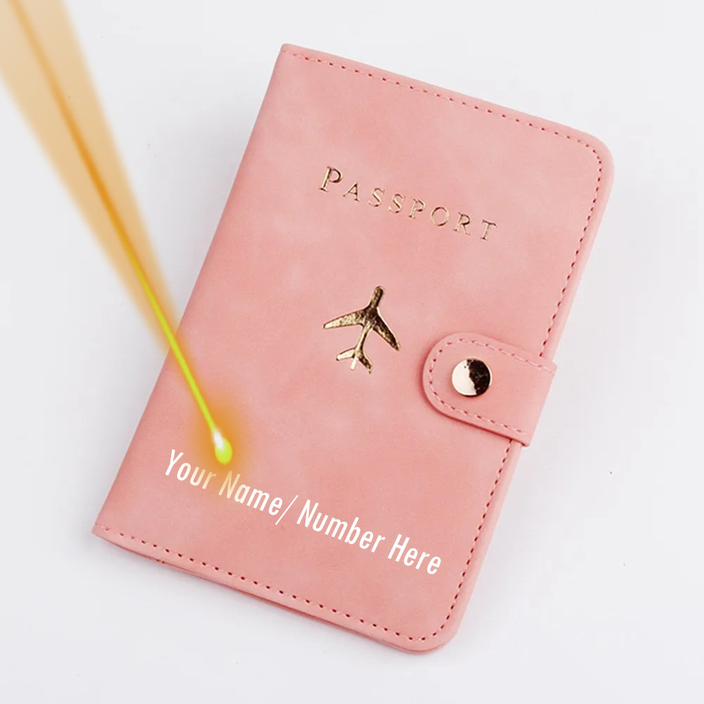 Personalized Name Pink Waterproof Passport Holder Covers Case Travel PU ...