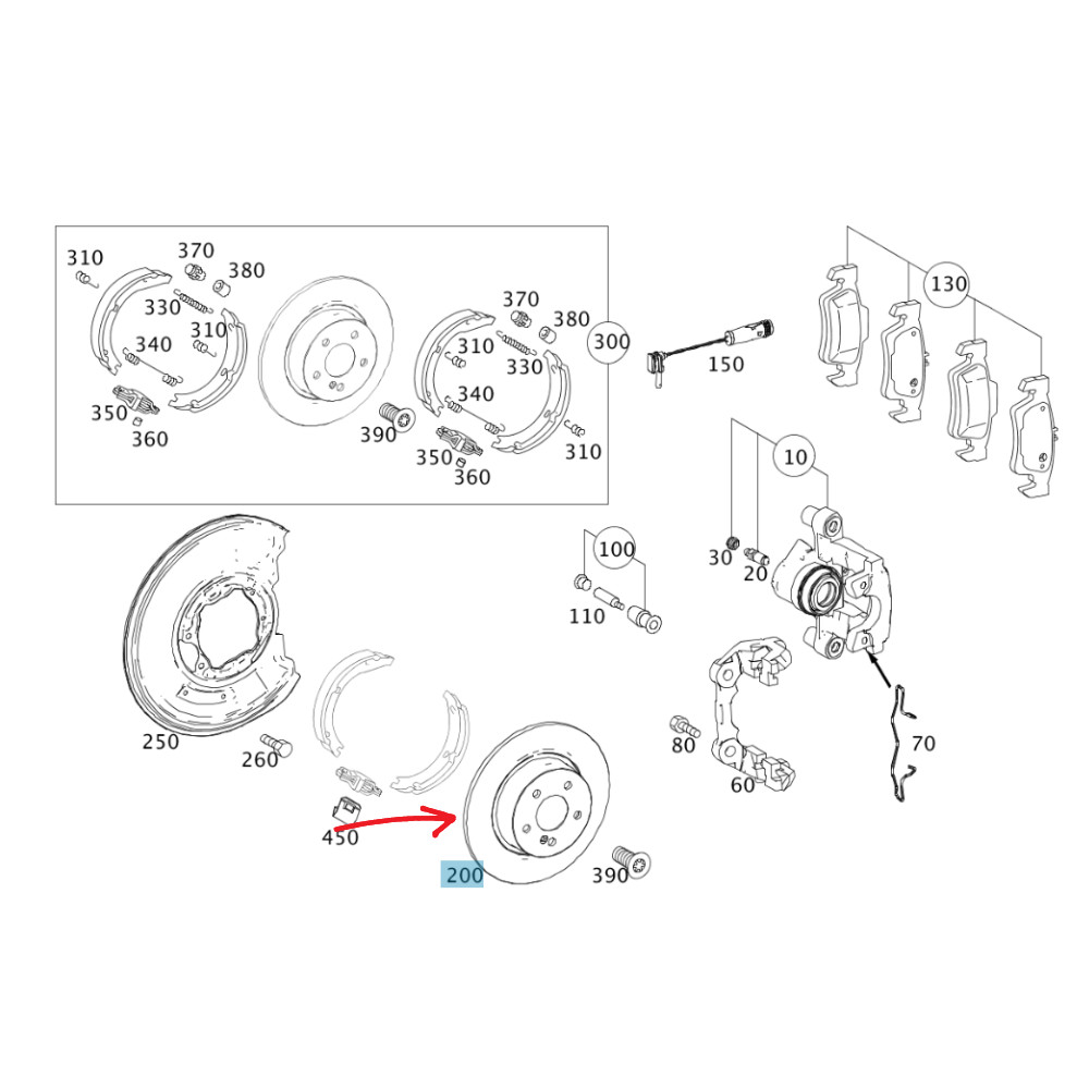 Original Mercedes Benz Rear BRAKE DISC W204 W207 2044231512 2044230912 ...