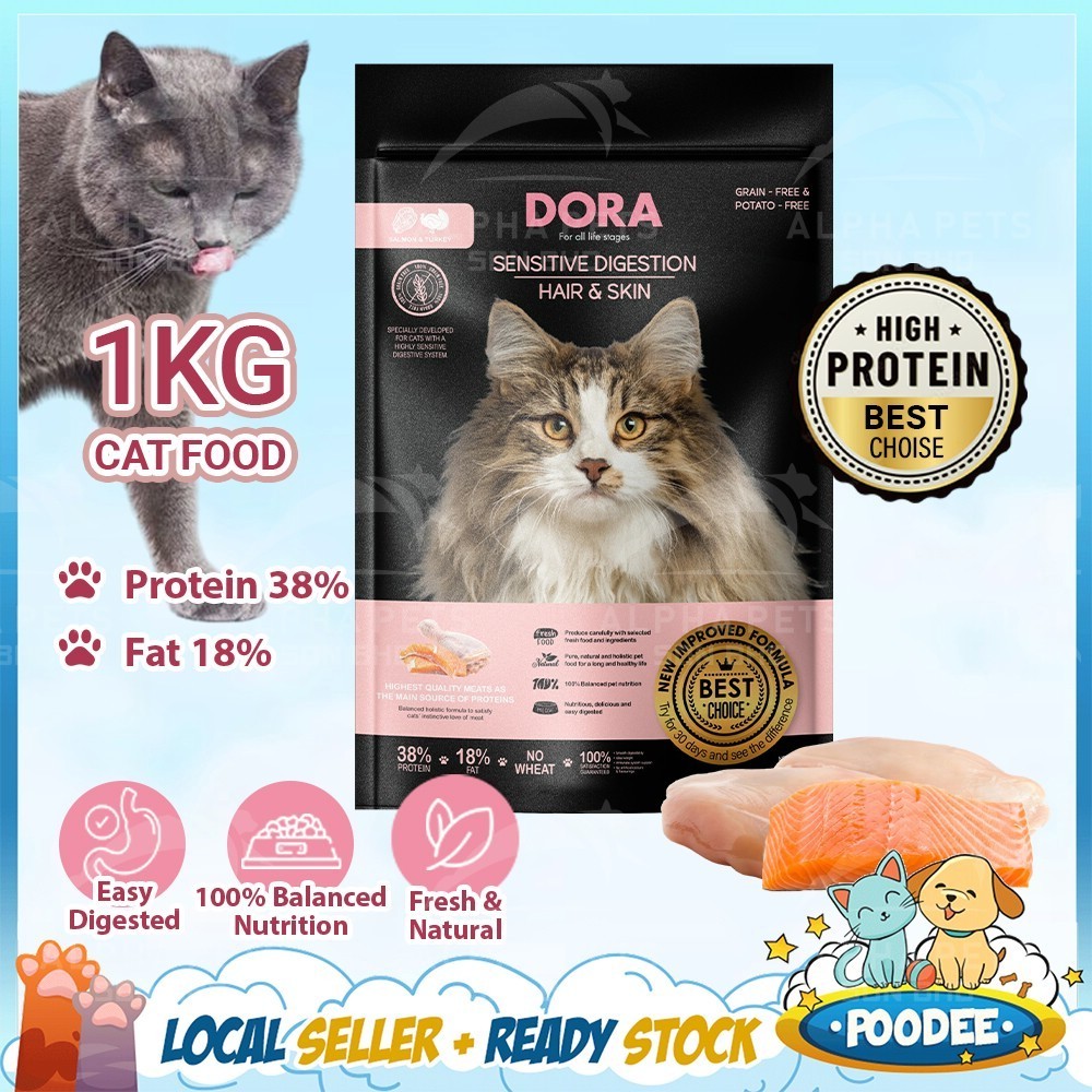 (Formula From Turkey) POODEE DORA Cat Food 1kg Cat Dry Food Sensitive ...
