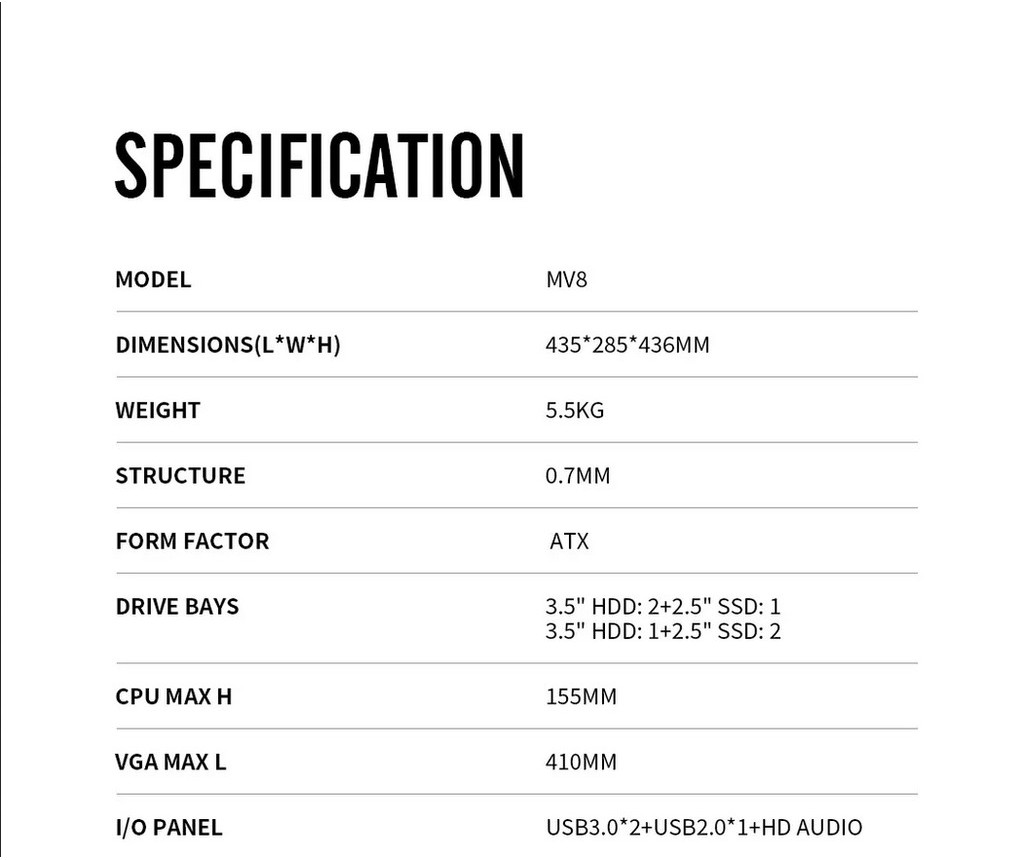 1st Player MV8-TP TRANSPARENT / MV8 Megaview BLACK WHITE ATX Case ...