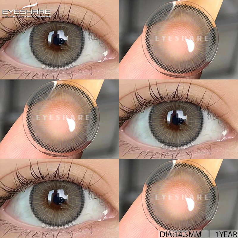 EYESHARE Gray Big Eye Contact Lenses 14.5mm Annual Use of Soft Lenses ...