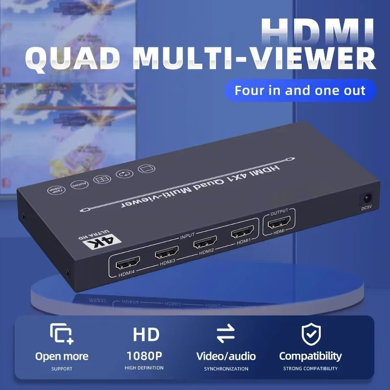 4K 4x1 Hdmi Multi-viewer 4 Channel Input Video Multiplexer 1080p Quad ...