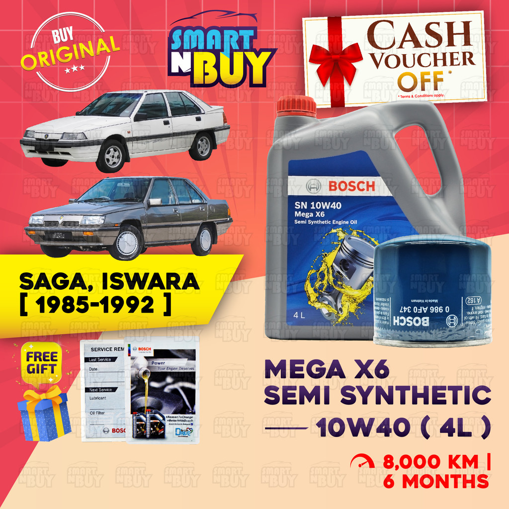 Bosch Engine Oil 10W40 Semi Synthetic Original Minyak Hitam Saga Iswara ...