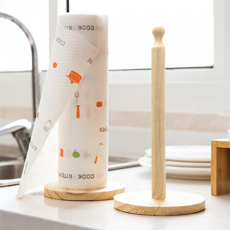 Wooden Portable Kitchen Tissue Holder Paper Towel Vertical Roll Stand ...