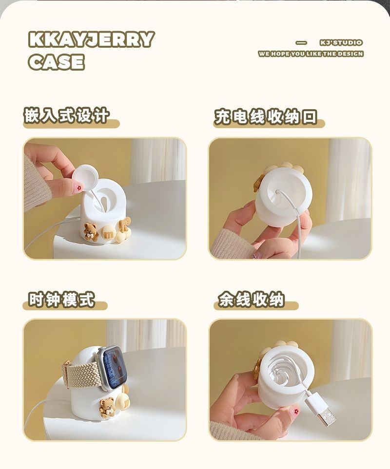 Cartoon Stand for Ap Watch S7 S8 Cute and Creative Charger Holder Round ...