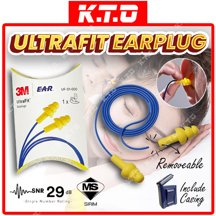 3M UF-01-000 / 1271 E-A-R UltraFit PVC Corded Reusable Earplugs Hearing Protection WIth Case ...