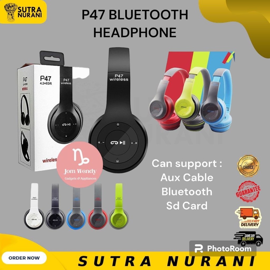 P47 Bluetooth Headphone Extra Bass Wireless Headphones Headset With Mic ...