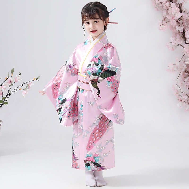 Children's Japanese kimono deity girl kimono girl kimono printed ...