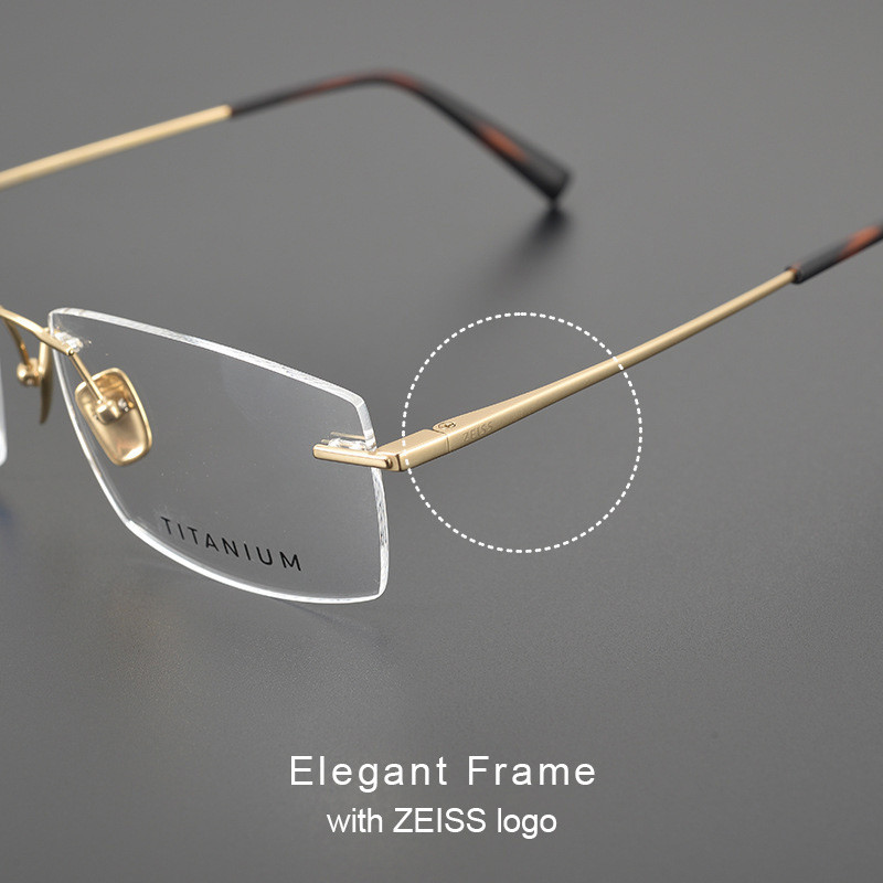 ZEISS ZS60003 Pure Titanium Glasses Frame Vogue Rim-less Frame Light ...