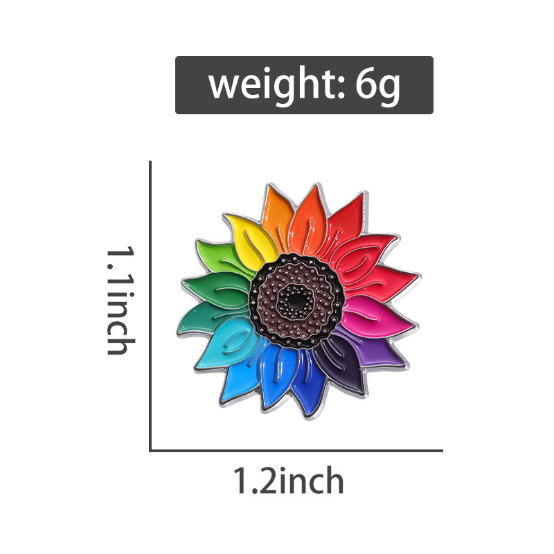 Rainbow-colored Sunflower Enamel Brooch Flower Art Badge Pin Jewelry ...