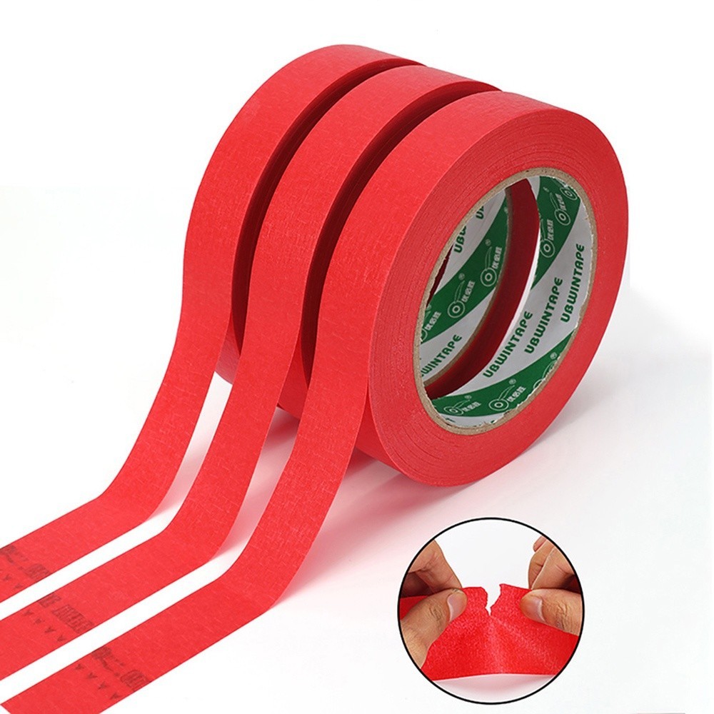 50M 5-50mm Red Masking Tape Indoor Outdoor DIY Painter Decorating Spray ...