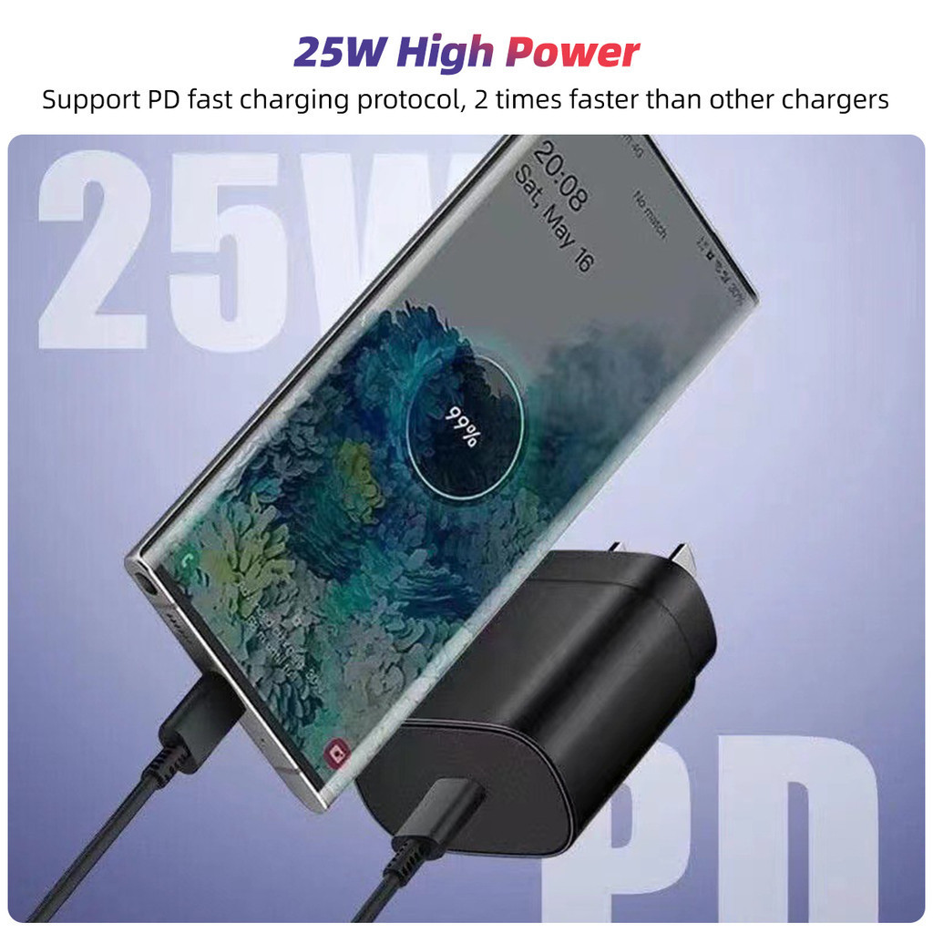 Pengecas 25W PD Charger For Samsung Galaxy S22 S21 S20 A71 A70 A50 ...