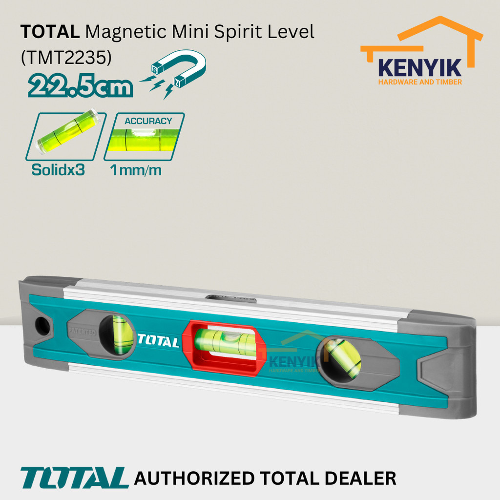 TOTAL 22.5cm Magnetic Mini Spirit Level (TMT2235) | Shopee Malaysia