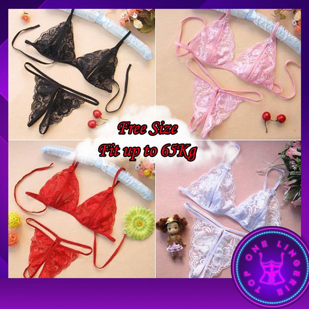 Q213 Baju Dalam Seksi Wanita Sexy Lace Bra and G-string panties set 性感文胸丁字裤套装 | Shopee Malaysia