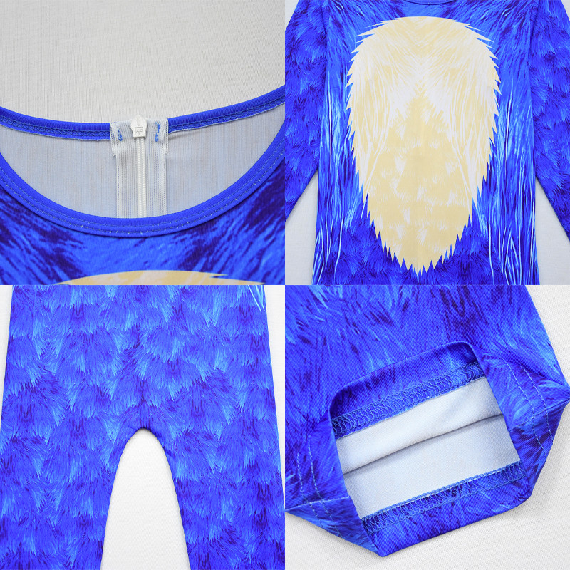 Super Sonic Costume Cosplay Red Blue Black Jumpsuit For Kids Boy The ...