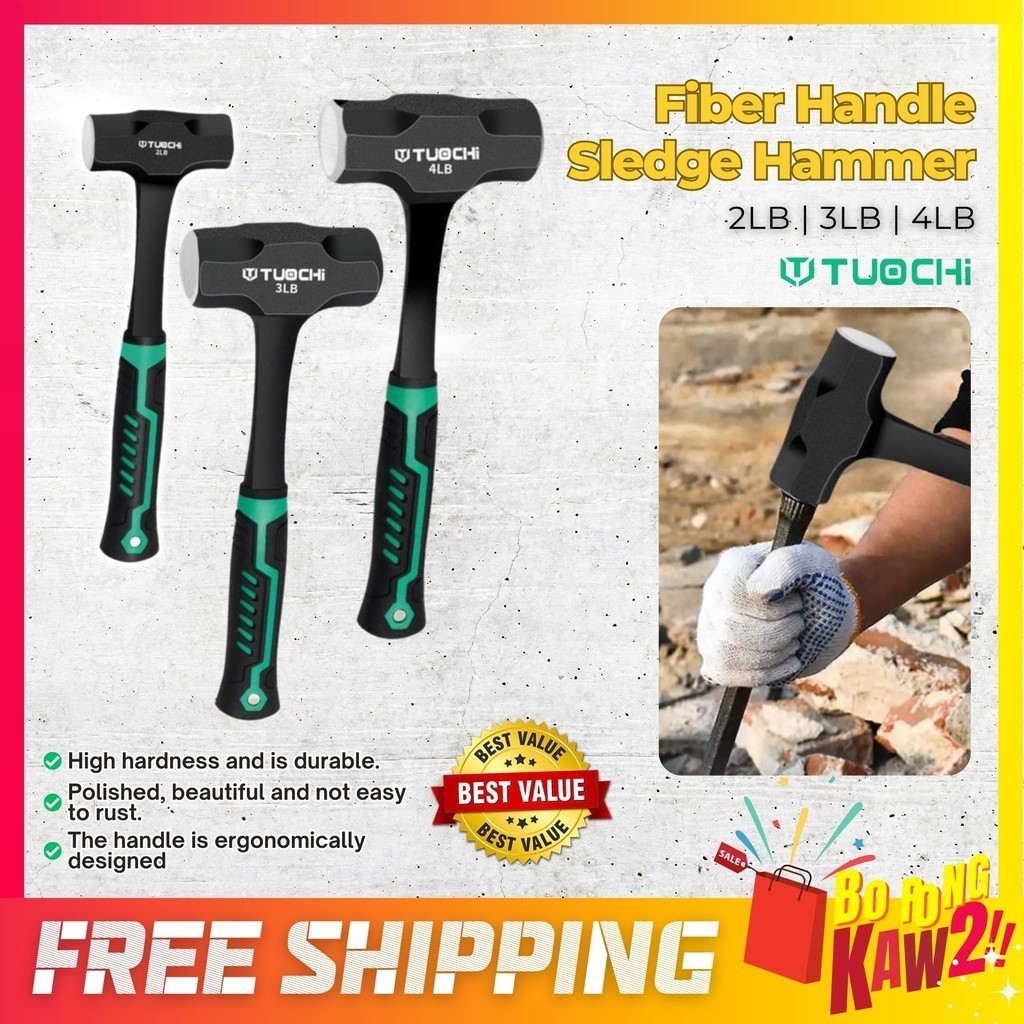 TUOCHI 2LB 3LB 4LB Sledge Hammer Fiber Handle Octagonal Hammer Repair ...