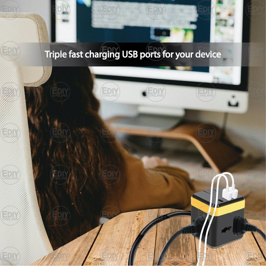 Surge Protection 】 Universal 3 Gang USB Type C Socket Plug Multi ...