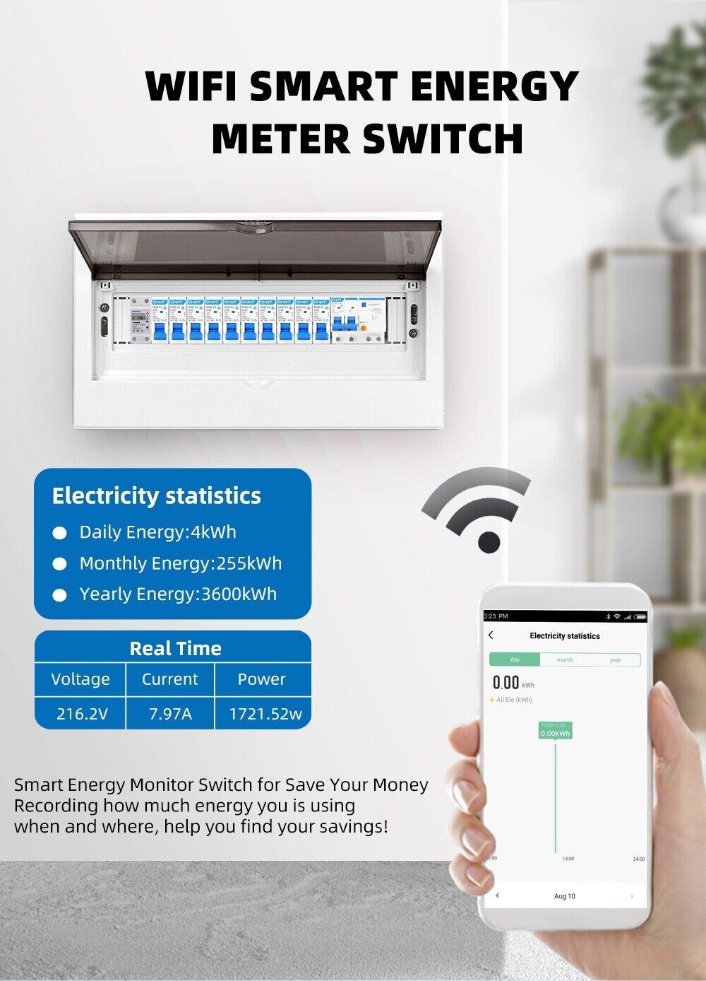 Taxnele TXM08 Tuya 60A WIFI Smart Energy Meter Power Monitor kWh ...