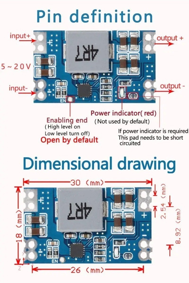 Mini560 / Pro 5A High Efficiency Output 3.3V 5V 9V 12V Step Down DC-DC ...
