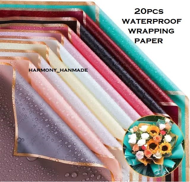 20pcs Rose Gold Edge PVC Wrapping Paper Kertas Balut Bunga Pembalut ...