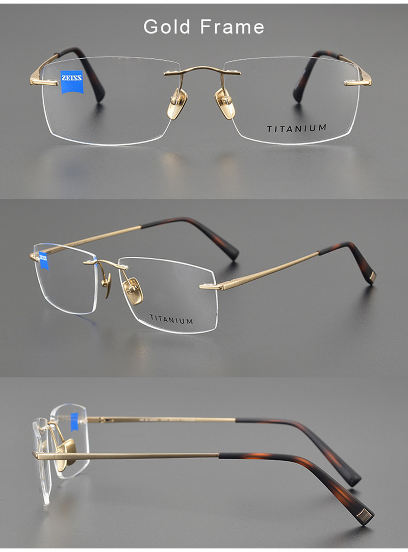 ZEISS ZS60003 Pure Titanium Glasses Frame Vogue Rim-less Frame Light ...