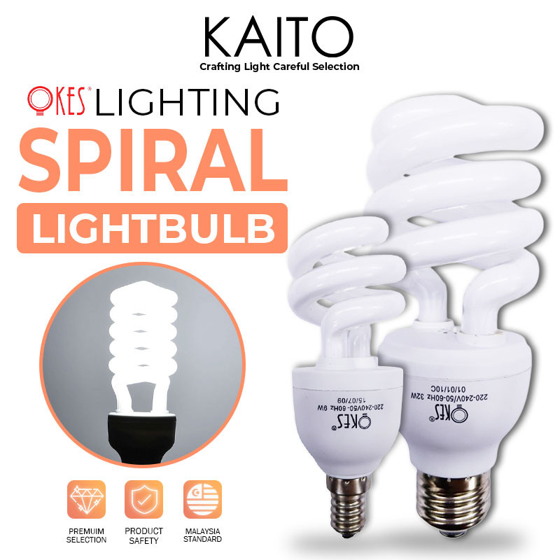 OKES Spiral Twist Bulb OKA Lighting Light Bulb 7W To 32W E14 E27 Energy ...