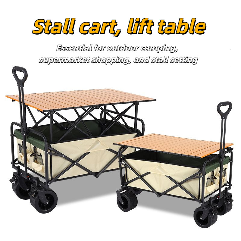 Foldable Lift Camping Cart Outdoor Trailer Extra Large Hand-pulled Cart ...