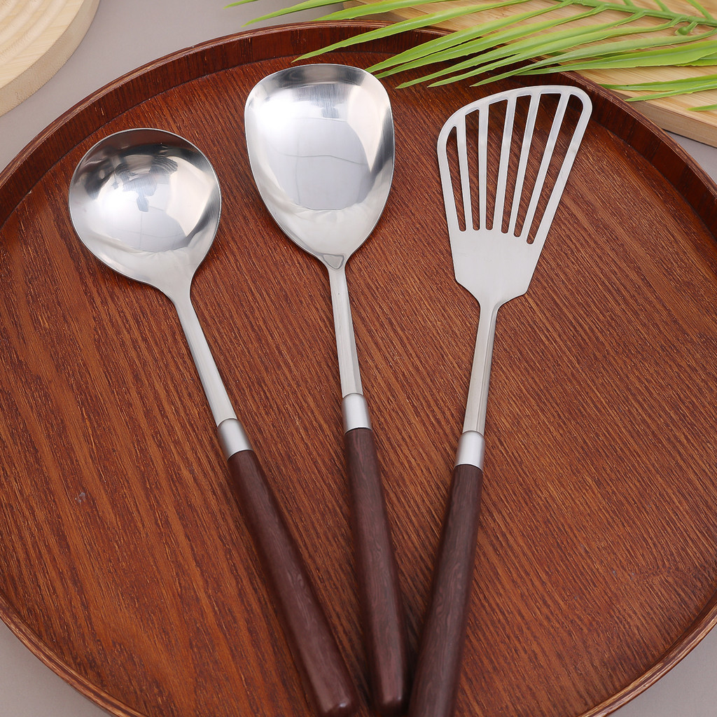 Creative Stainless Steel Wood Handle Soup Spoon Spatula - Restaurant ...