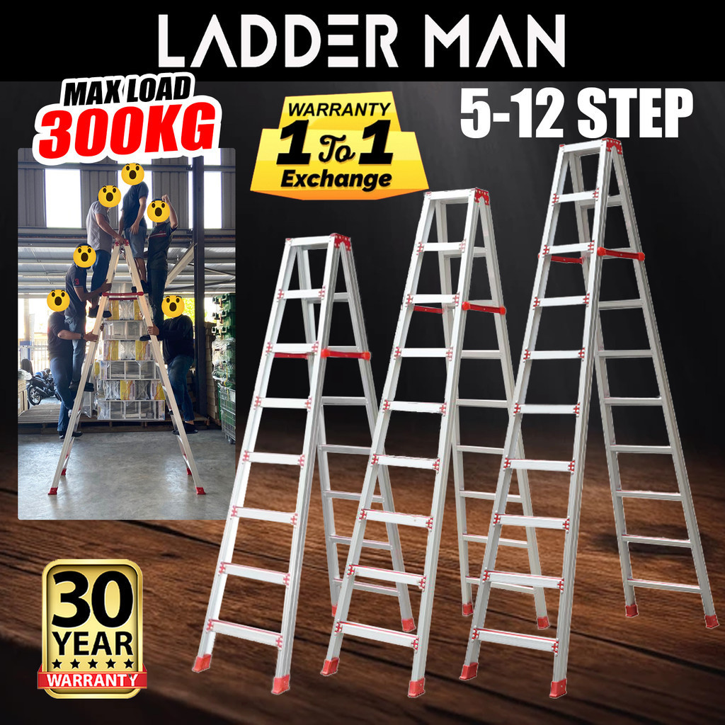 5-12 Step Ladderman Commercial Use Heavy Duty Aluminium Double Sided ...