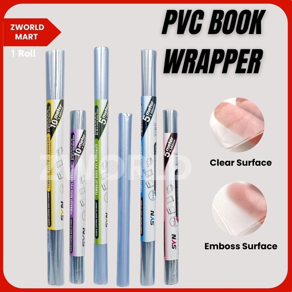 PVC BOOK WRAPPER CLEAR / EMBOSS- SIZE : (340MM X 5M) / (450MM X 5M ...
