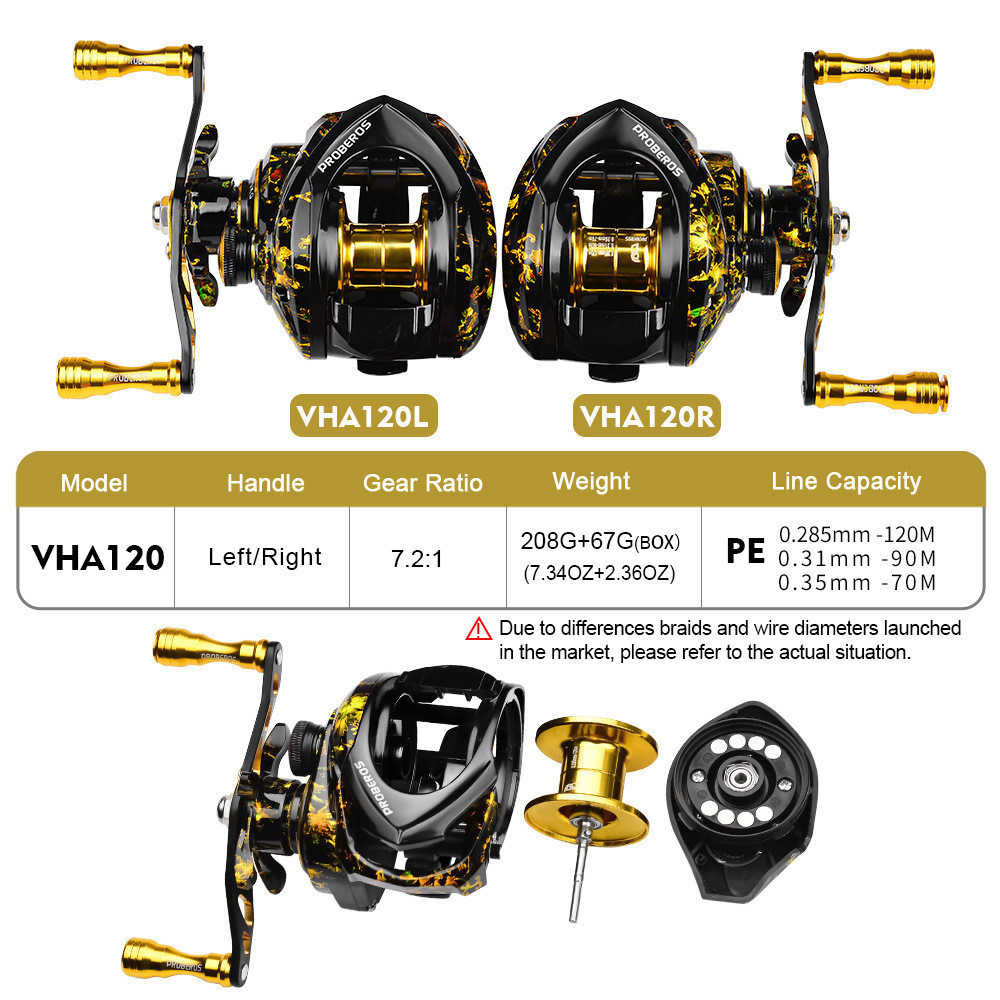 PROBEROS Reel Bc 7.2:1 Gear Ratio Fishing Reel Metal Spool 8kg Max Drag Bait Reel Casting Wheel ...
