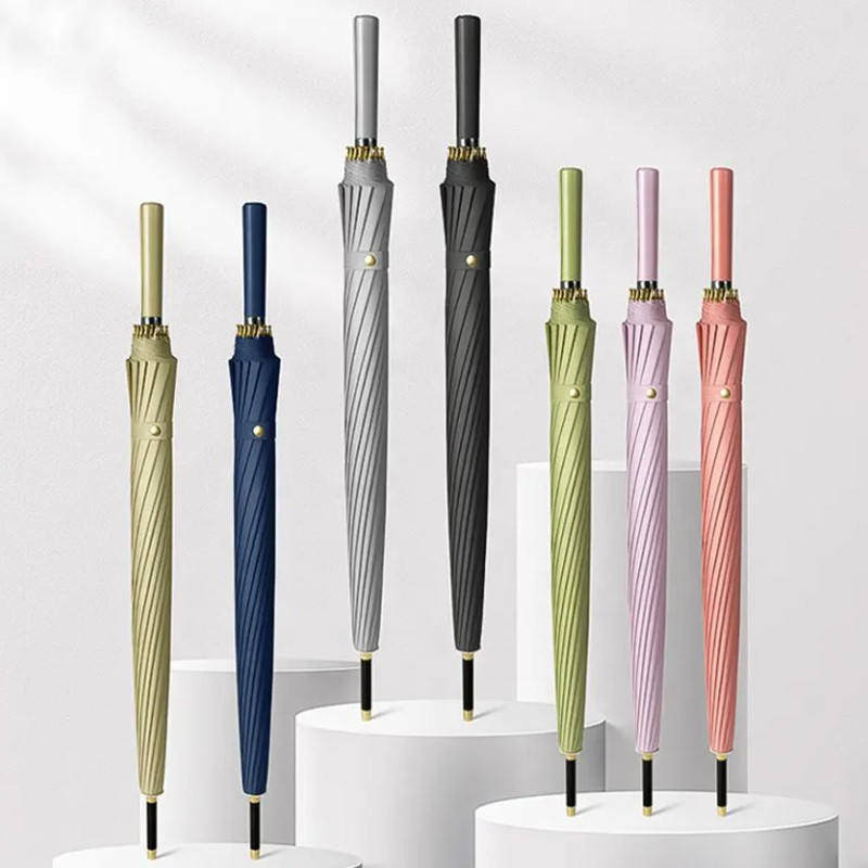 Heavy Duty 16 Bones Long Handle Umbrella Wind Resistant Large Size Wide ...