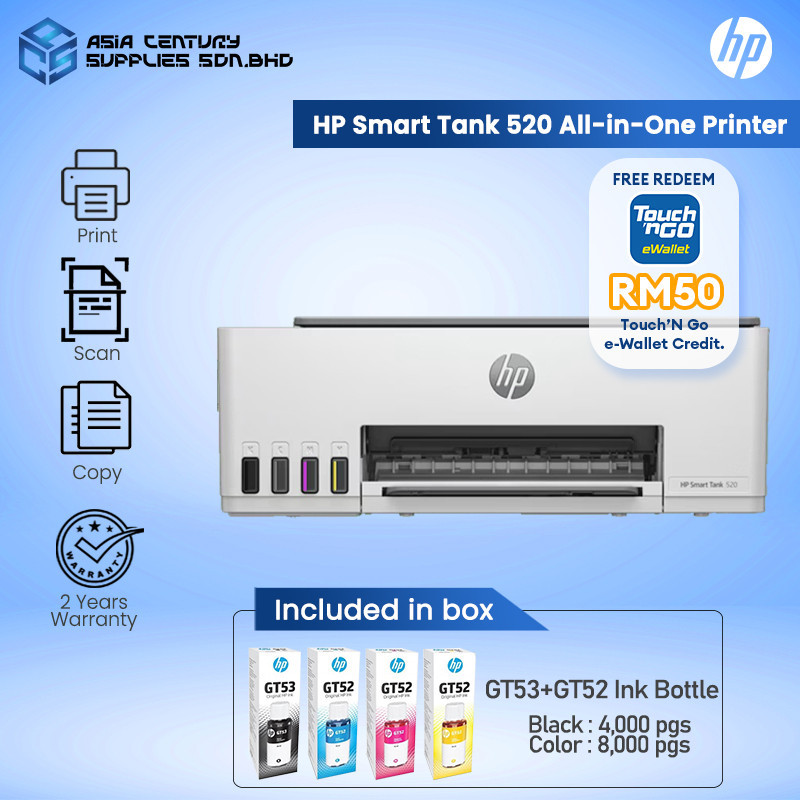 HP Smart Tank 520 All In One A4 Ink Tank Color Printer / Print Scan ...