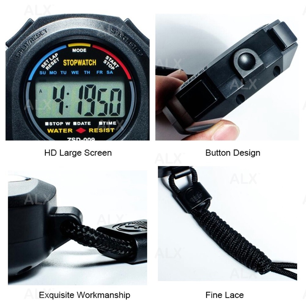 ALX Sport Stopwatch Waterproof Digital LCD Alarm Clock Compass ...