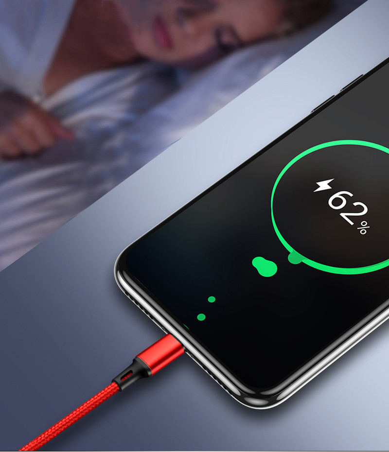 1.2m Weaving One To Three Data Cables Usb Port Multiple 3In1 Micro USB Type C Charger Cable for ...