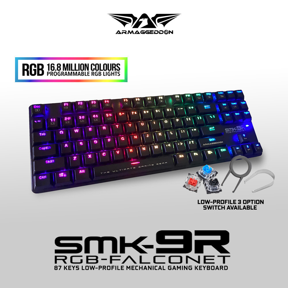 Armaggeddon SMK-9R RGB Mechanical Keyboard | 87 Key Low-Profile | 16.8 ...
