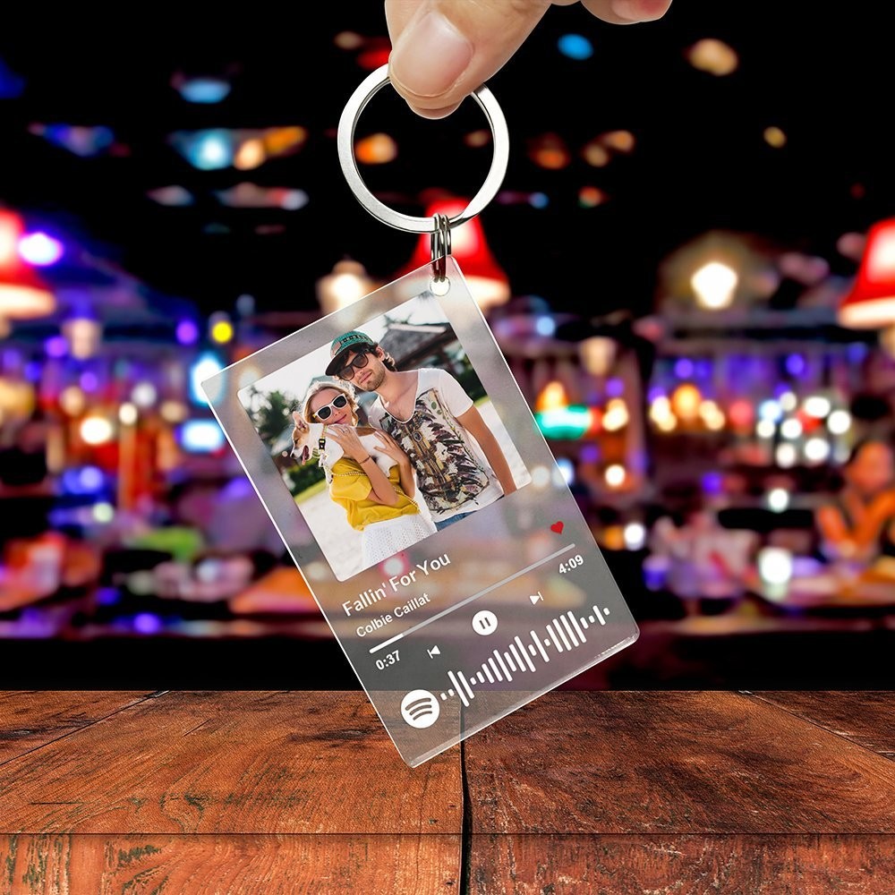Personalized photo keychain custom song plaque keychans Acrylic Music ...