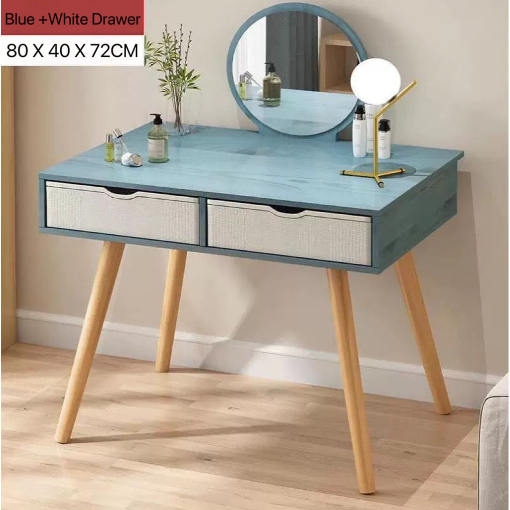 Public Makeup Tables Dressing Table Set With Round LED Light Mirror 2 ...