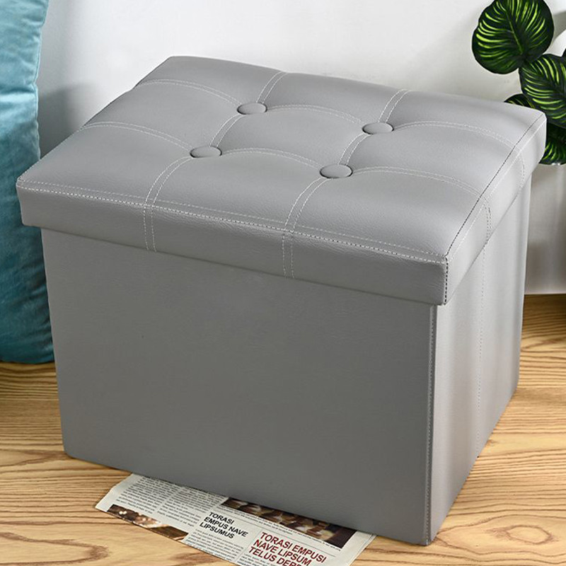 2 In 1 Collapsible PU Leather Storage Stool Chair Foldable Organizer ...
