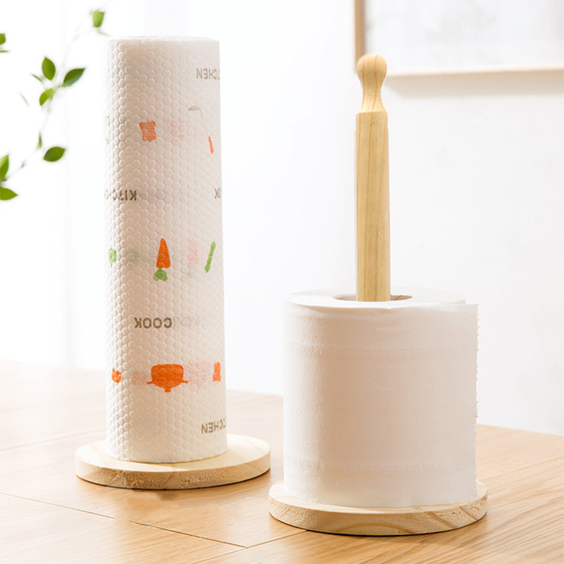 Vertical Stand Wooden Kitchen Tissue Holder Roll Paper Towel Napkins ...