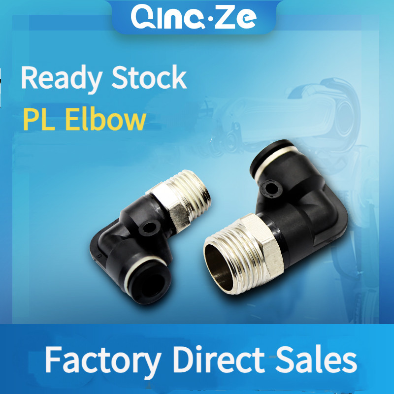 Right Angle Pneumatic Trachea Quick Plug Joint Male Thread Elbow PL8-02 ...