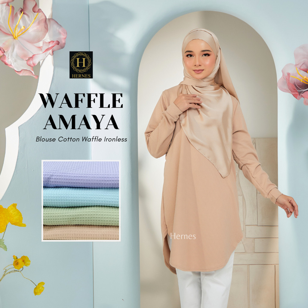 HERNESS BLOUSE AMAYA WAFFLE BLOUSE IRONLESS BLOUSE MUSLIMAH BLOUSE ...