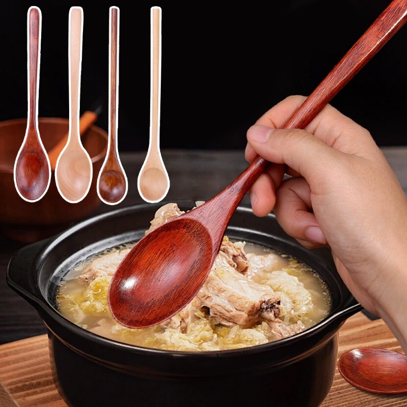 Long Handle Soup Scoop Dinnerware - Japanese Style Wood Spoon - For ...